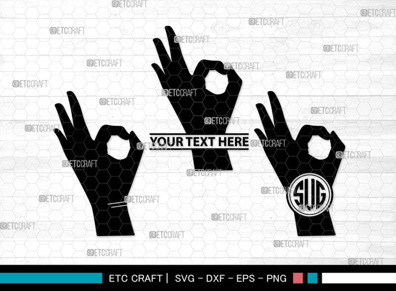 Hand Sign SVG Bundle, Hand Sign Silhouette, Ok Sign Svg, Peace Hand ...