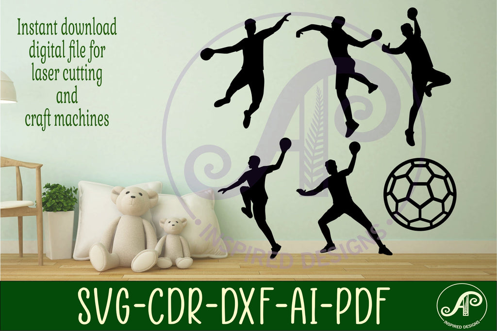 Handball male Silhouette laser cut shapes - So Fontsy