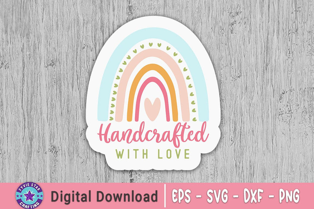 Handcrafted with love Sticker, Sticker Design - So Fontsy