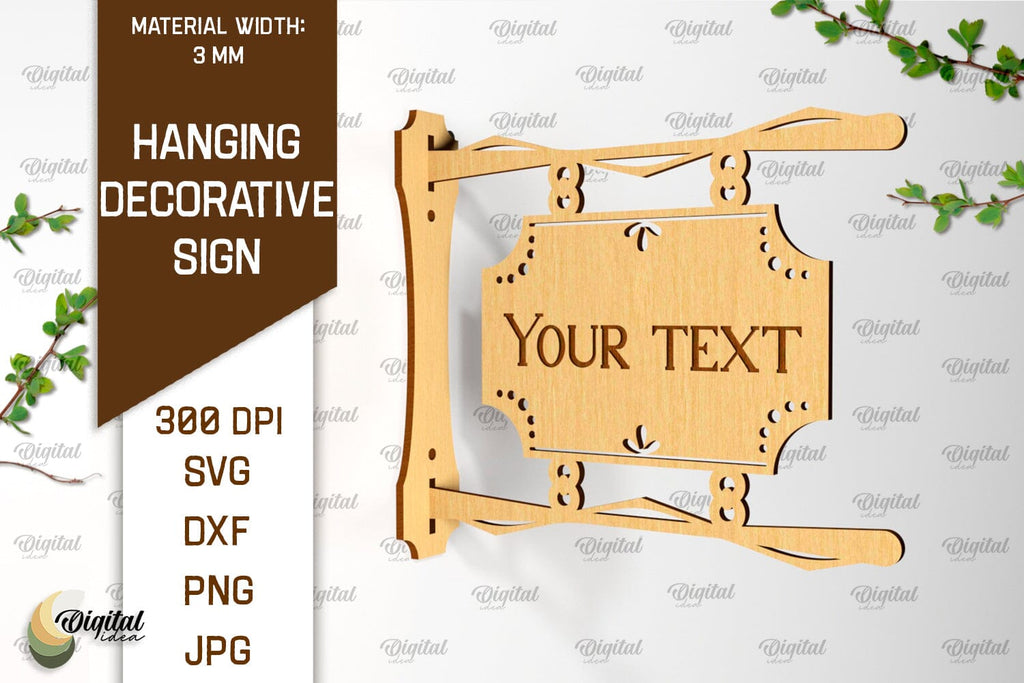 Hanging Decorative Sign SVG. Signboard Laser Cut - So Fontsy
