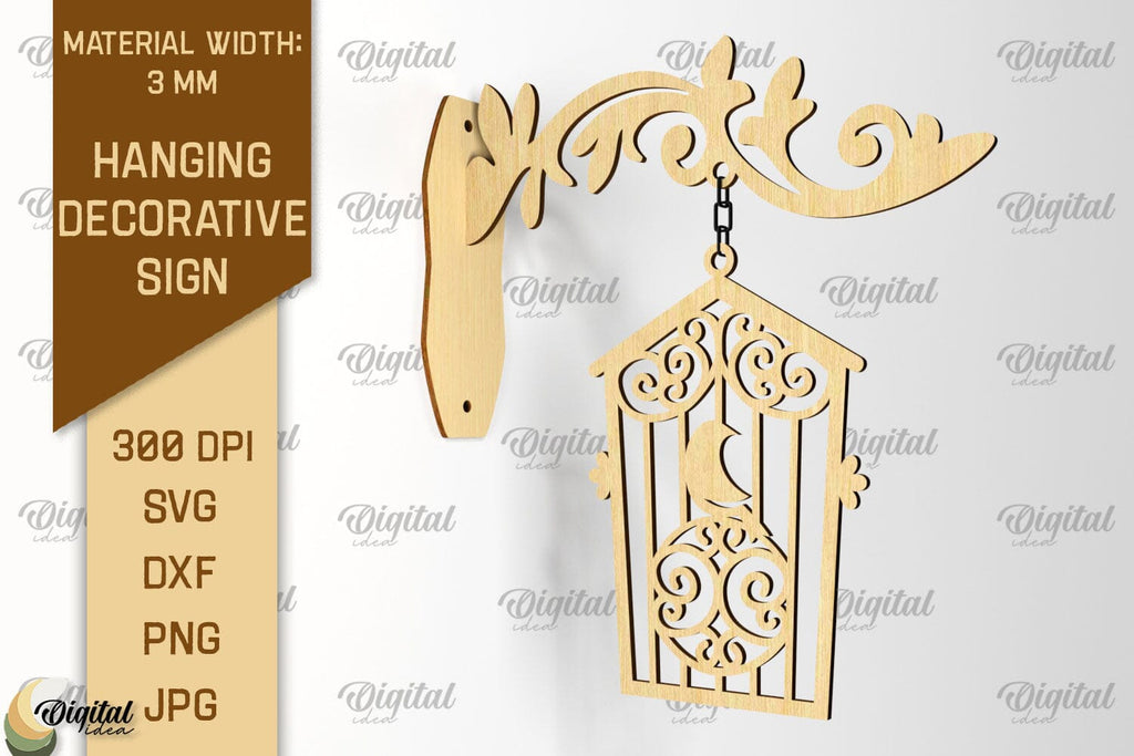 Hanging Decorative Sign SVG. Signboard Laser Cut - So Fontsy