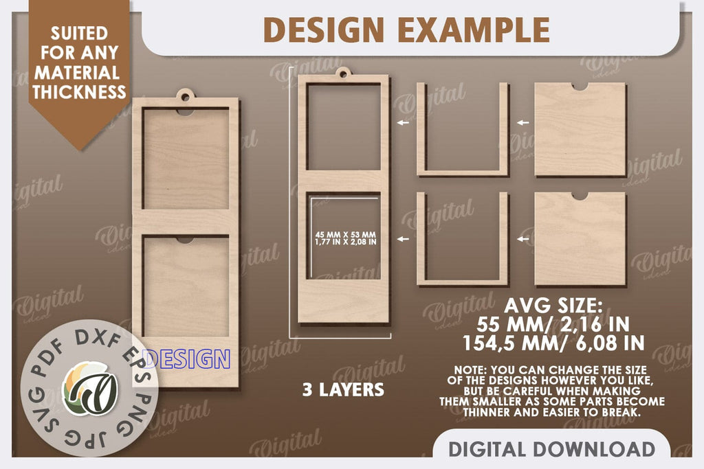 Hanging Mini Photo Frame Laser Cut. Photo Frame SVG - So Fontsy