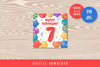 Happy Birthday 7 years Printable Card | Seventh BDay PDF - So Fontsy