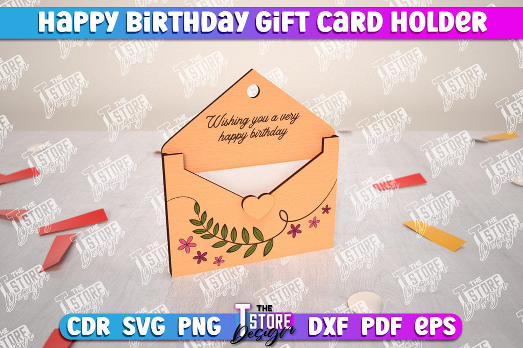 Happy Birthday Envelope Gift Card Holder Laser Cut, Happy Birthday ...