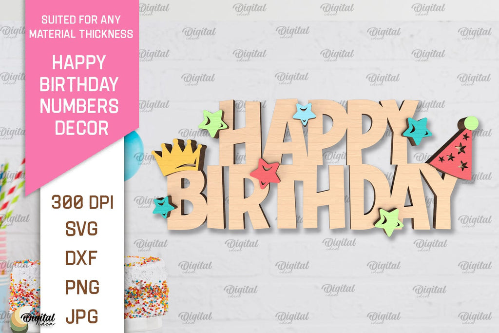 Happy Birthday Numbers LaserCut Bundle. Birthday Numbers SVG - So Fontsy
