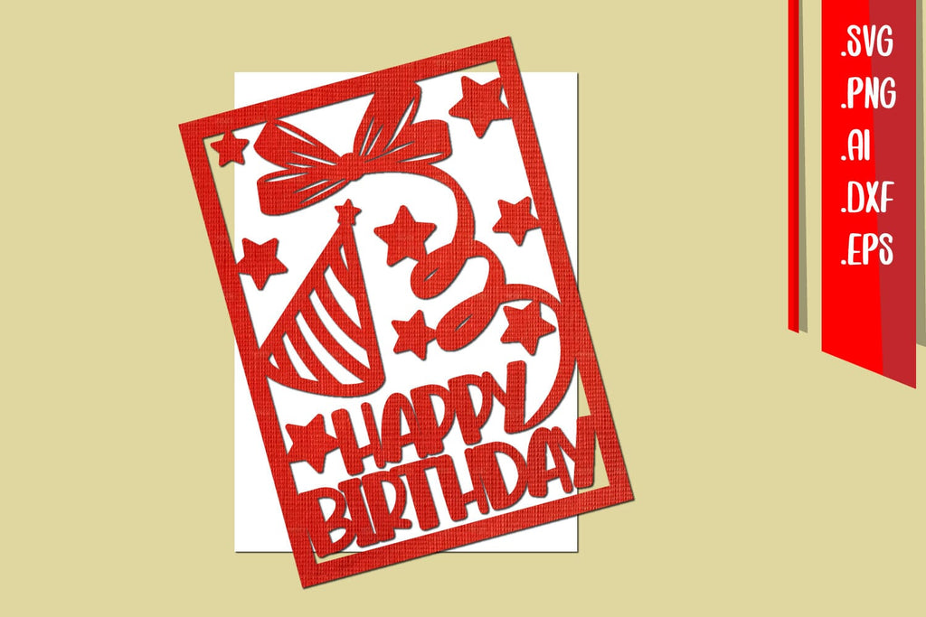 Happy Birthday Papercut, Birthday Invitation Template - So Fontsy