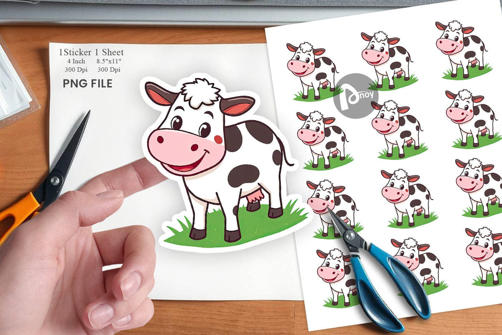 Happy Cow Face Sticker - So Fontsy