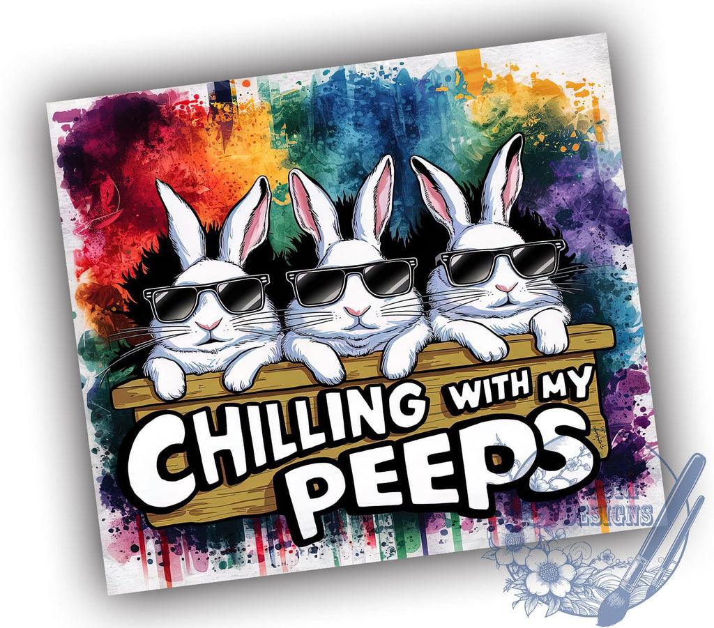 Happy Easter 20oz Skinny Tumbler, Chilling With My Peeps Tumbler Png ...