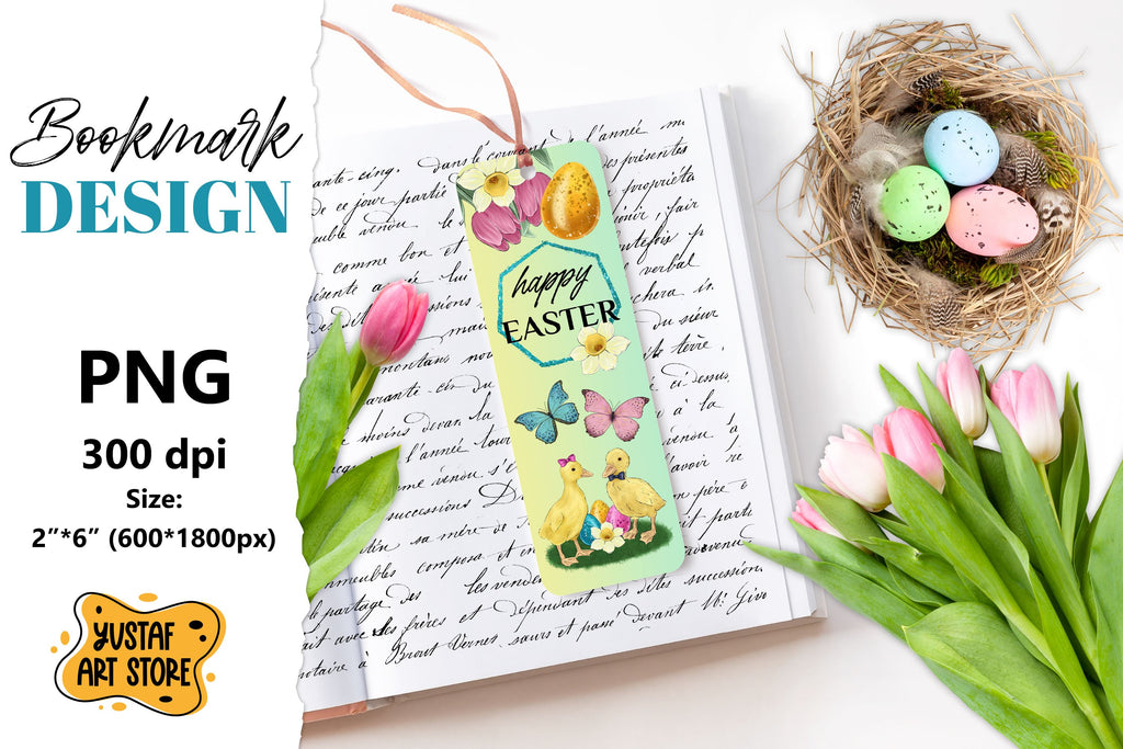 Happy Easter Bookmark Printable Easter Duck Bookmark Png So Fontsy