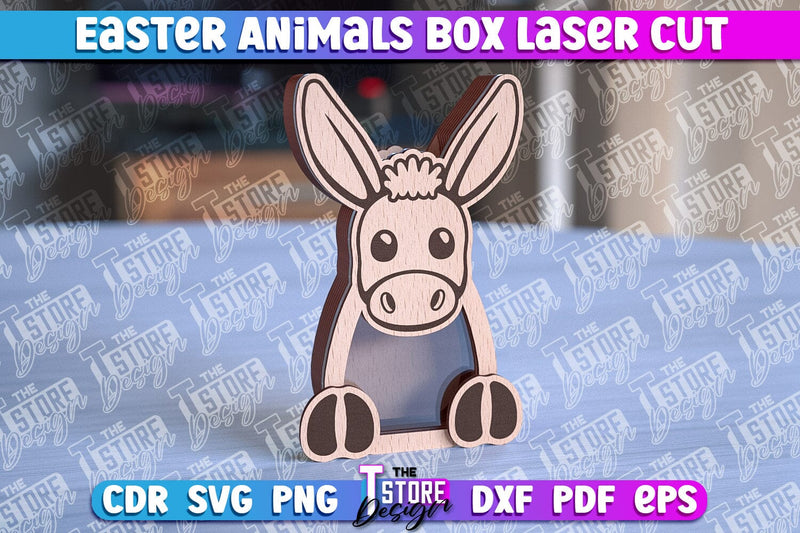 Happy Easter Box | Easter Donkey Box Laser Cut | Candy Dome SVG - So Fontsy