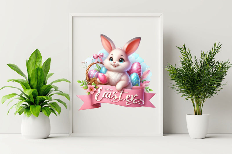 Happy Easter Bunny Sign Clipart PNG - So Fontsy
