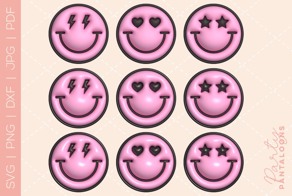 Happy face svg, love happy face, y2k digital stickers, digital planner ...