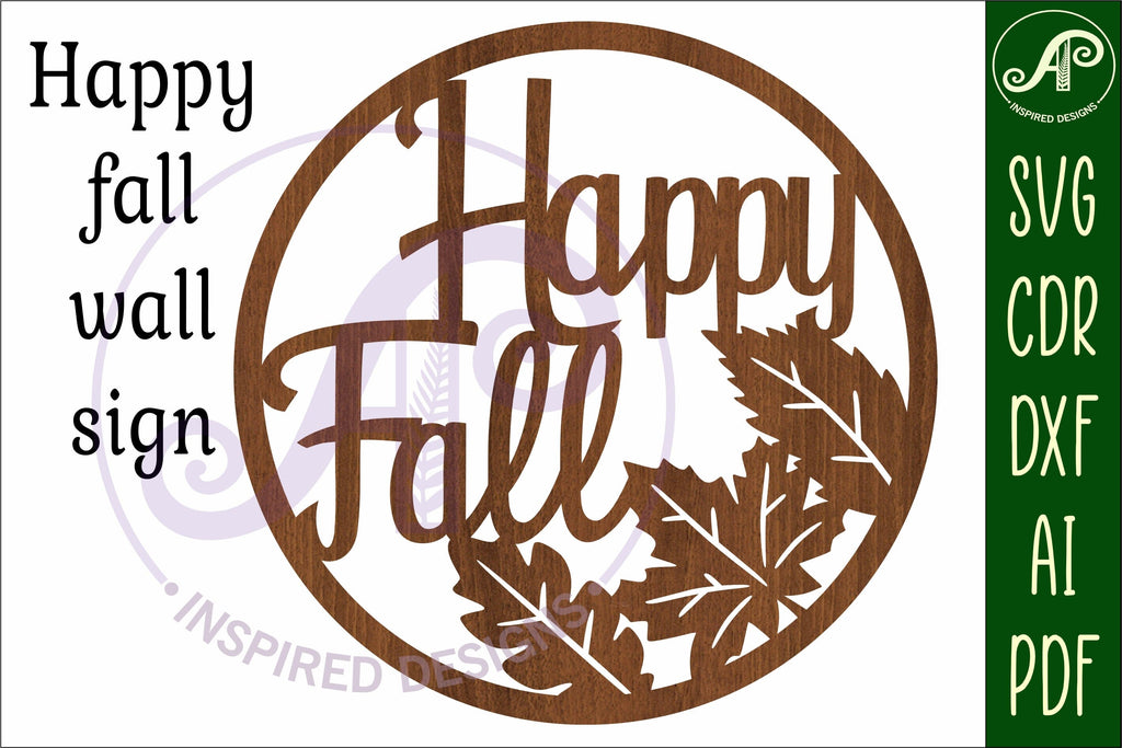 Happy fall wall sign svg laser cut file - So Fontsy