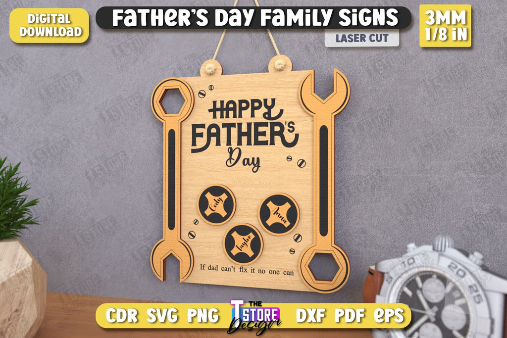 Happy Father's Day | Family Signs Laser Cut | Hanging Decor | Gift Idea ...