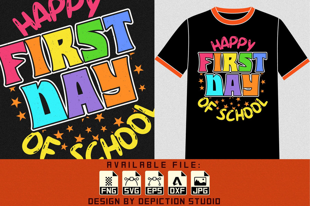 Happy First Day Of School T-Shirt, Backto School Shirt, First Day ...
