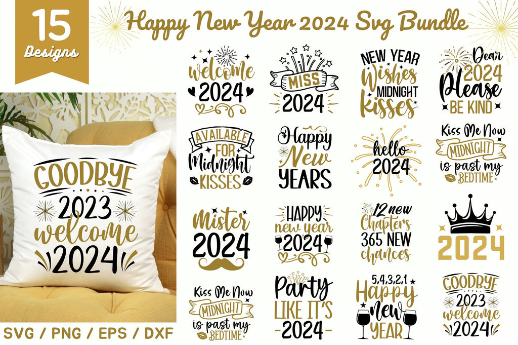 Happy New Year 2024 SVG Bundle - So Fontsy