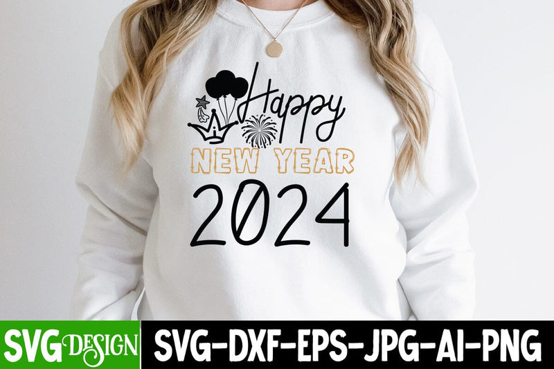 Happy New Year 2024 SVG Cut File, Happy New Year 2024 SVG Design, Happy New Year 2024 ...