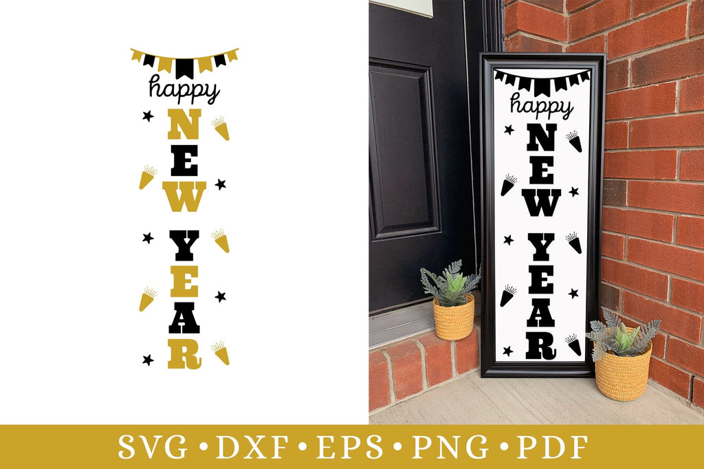Happy New Year - Vertical Sign SVG - So Fontsy