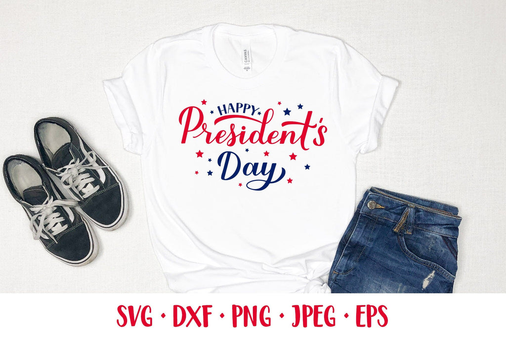 Happy Presidents Day hand lettered SVG. Patriotic design - So Fontsy
