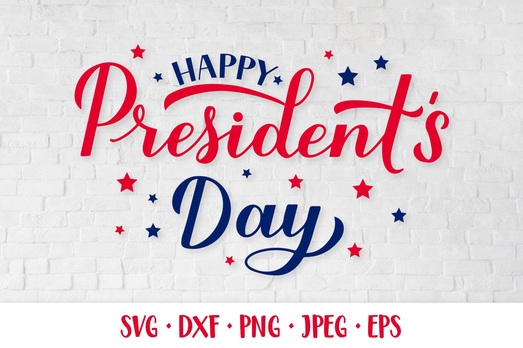 Happy Presidents Day hand lettered SVG. Patriotic design - So Fontsy