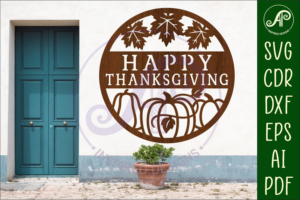 Happy thanksgiving wall sign svg laser cut file - So Fontsy