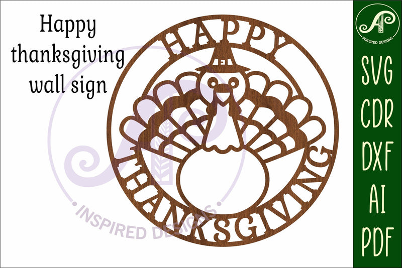 Happy thanksgiving wall sign svg laser cut file - So Fontsy