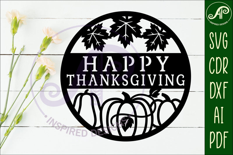 Happy thanksgiving wall sign svg laser cut file - So Fontsy