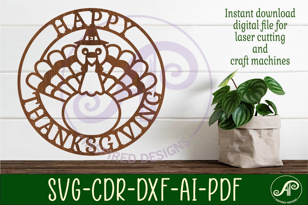 Happy thanksgiving wall sign svg laser cut file - So Fontsy