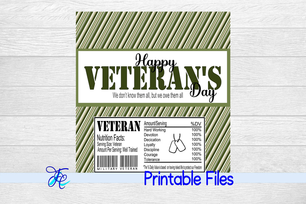 Happy Veteran's Day Candy Bar Wrapper - So Fontsy