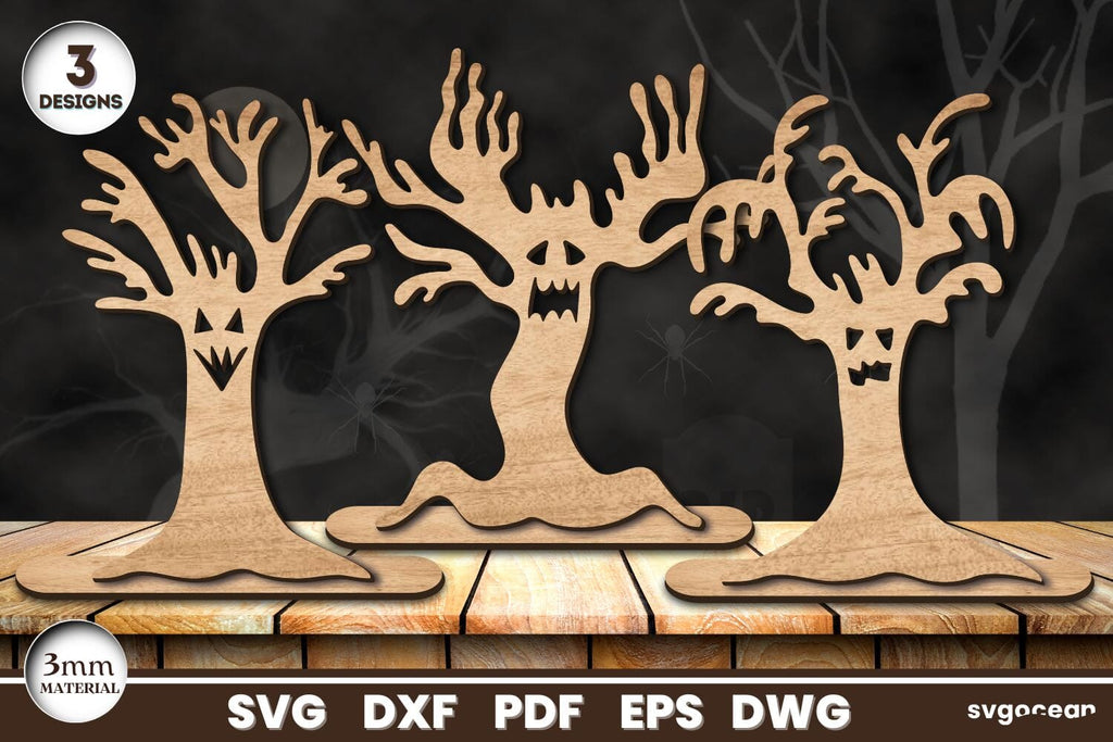 Haunted Halloween Trees Laser Cut - So Fontsy