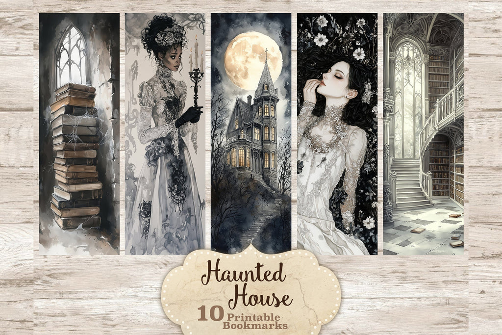 Haunted House Bookmarks | Halloween Printable Bundle - So Fontsy