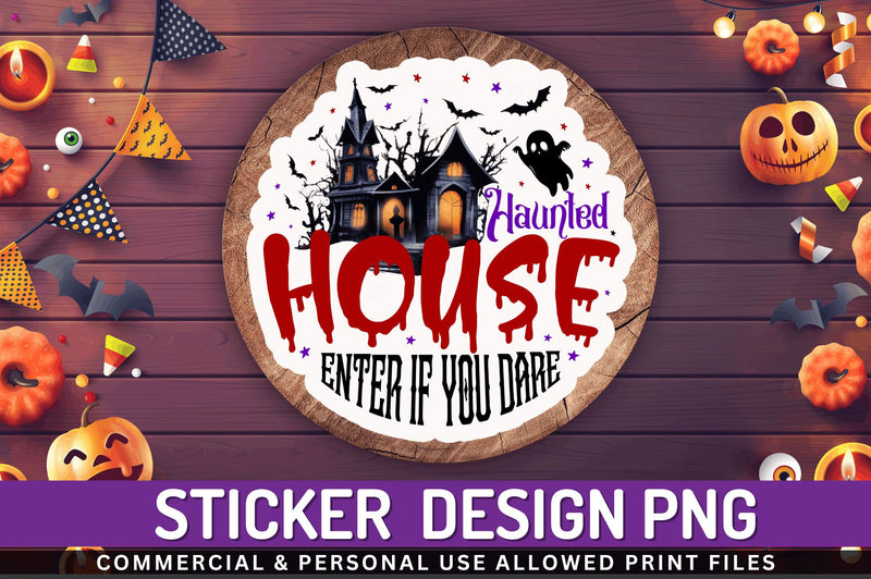 Haunted house enter Stickers Design - So Fontsy