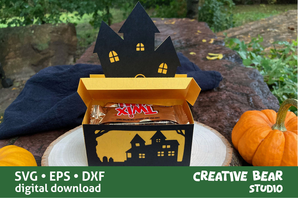 Haunted House Favor Treat Box SVG - So Fontsy