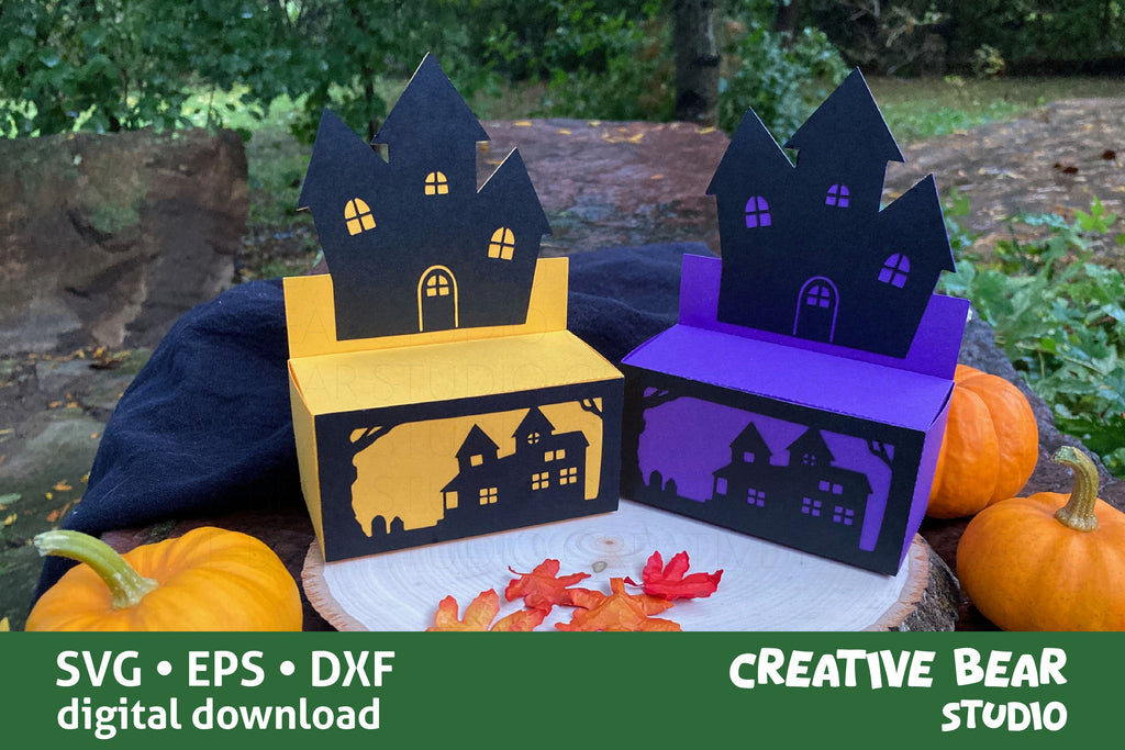 Haunted House Favor Treat Box SVG - So Fontsy