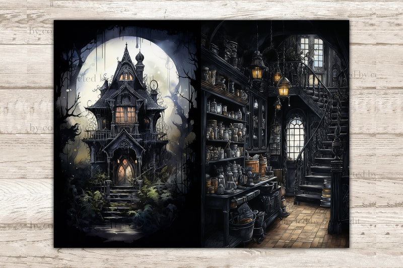 Haunted House Junk Journal Pages | Creepy Journal Printable - So Fontsy