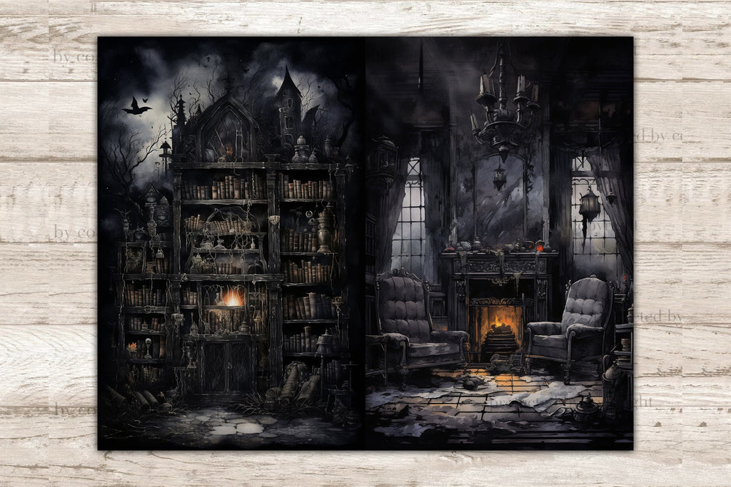 Haunted House Junk Journal Pages | Creepy Journal Printable - So Fontsy