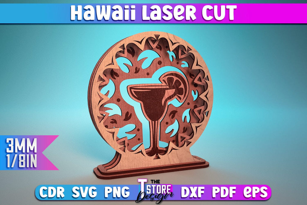 Hawaii Laser Cut | Summer Laser Design | Hawaii CNC Files - So Fontsy