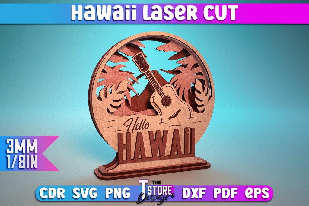 Hawaii Laser Cut | Summer Laser Design | Hawaii CNC Files - So Fontsy