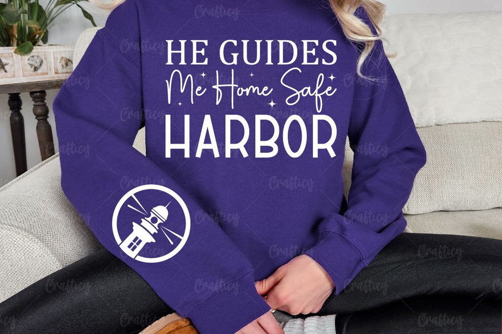 He guides me home safe harbor Sleeve SVG Design - So Fontsy