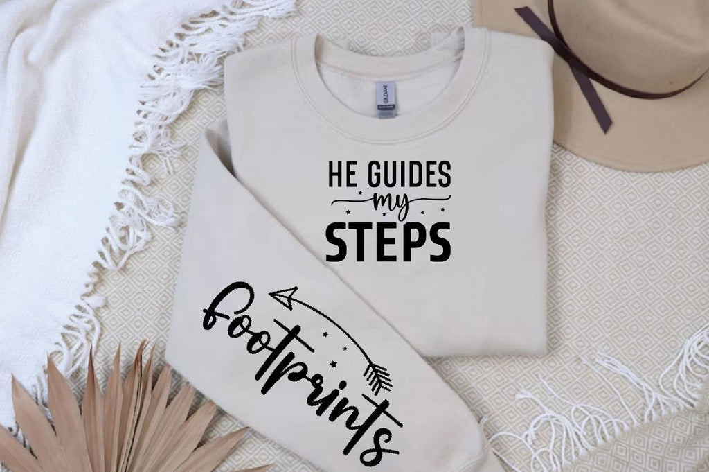 He guides my steps Sleeve SVG Design, Christian Sleeve SVG, Faith SVG ...