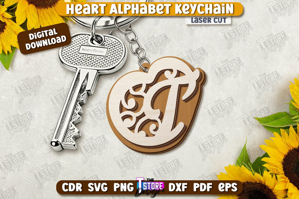 Heart Alphabet Keychain Laser Cut | Monogram Keyring | Letters | CNC ...