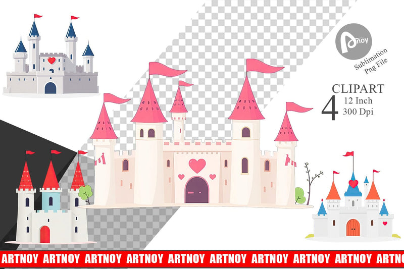 Heart Castle Clipart - So Fontsy