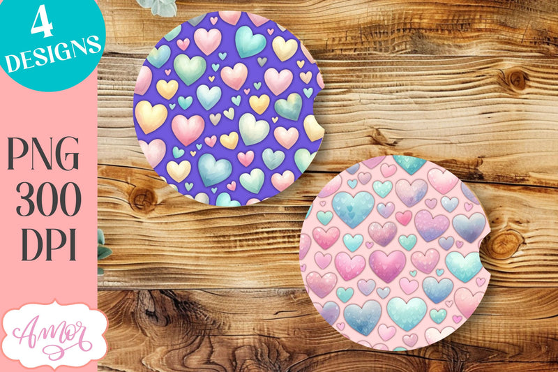Heart designs for coaster sublimation, heart coaster PNG - So Fontsy