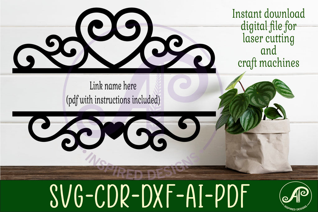 heart flourish design name sign svg laser cut file - So Fontsy