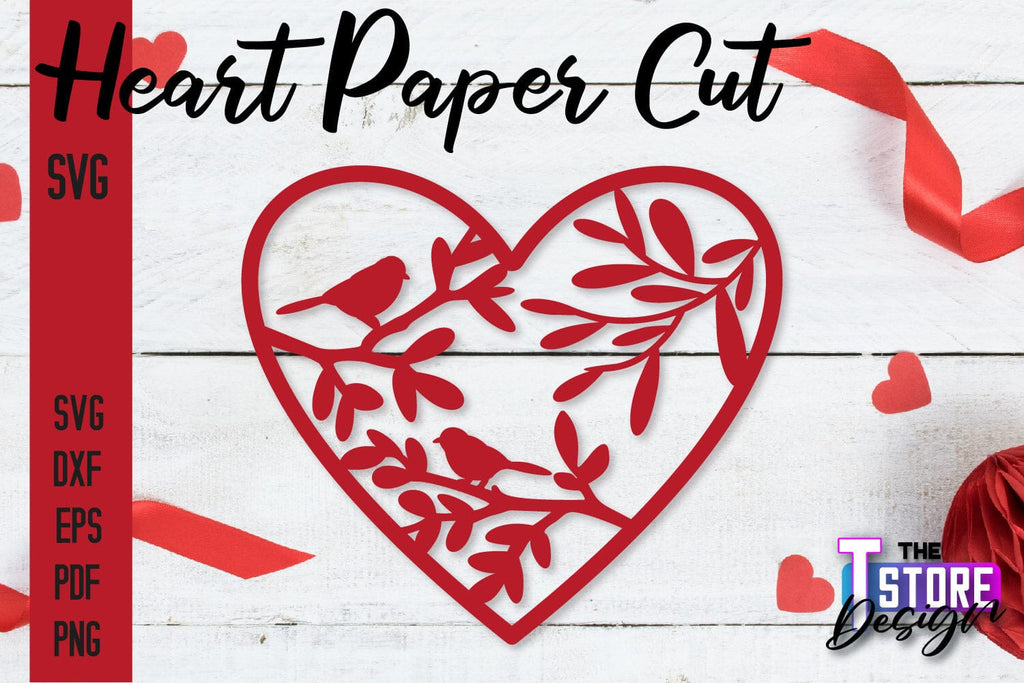 Heart Paper Cut Design | Love Paper Cut SVG | Heart Design - So Fontsy