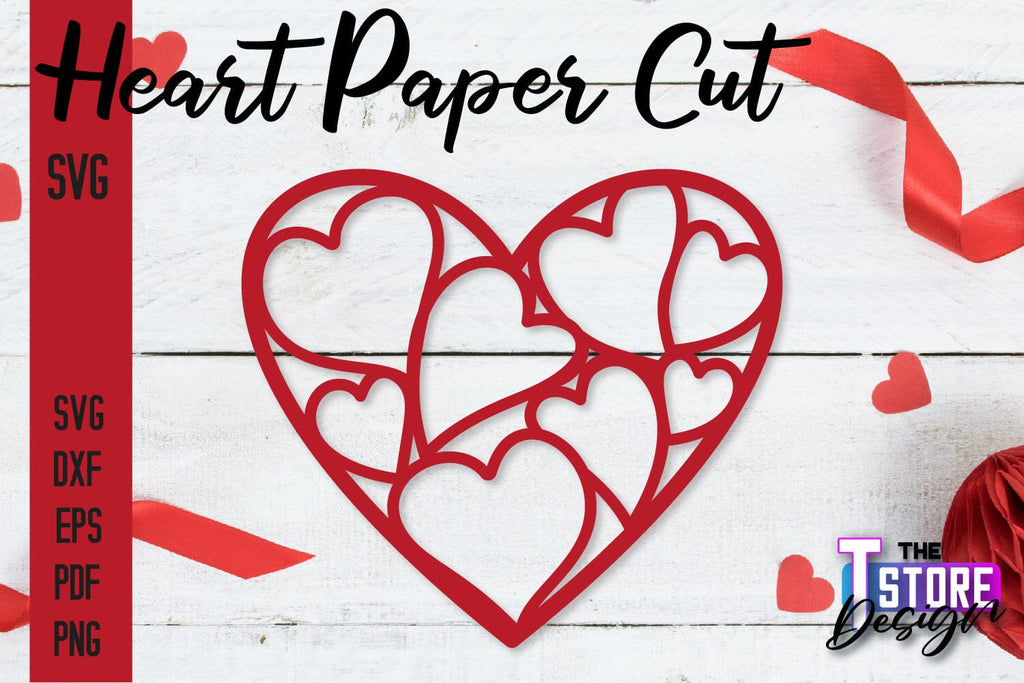 Heart Paper Cut Design | Love Paper Cut SVG | Heart Design - So Fontsy