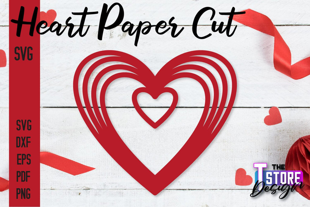 Heart Paper Cut Design | Love Paper Cut SVG | Heart Design - So Fontsy