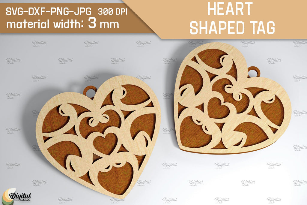 Heart Shaped Tags Laser Cut. Valentine Heart. Patterns SVG - So Fontsy