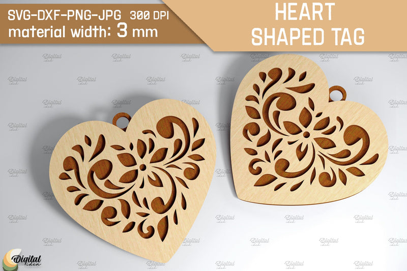 Heart Shaped Tags Laser Cut. Valentine Heart. Patterns SVG - So Fontsy