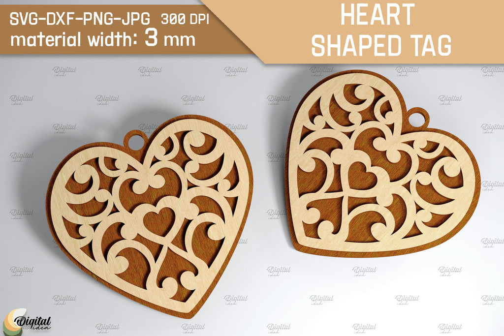Heart Shaped Tags Laser Cut. Valentine Heart. Patterns SVG - So Fontsy